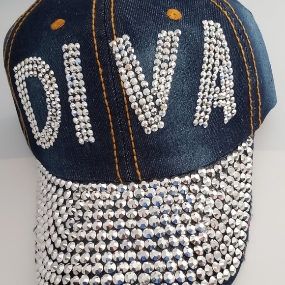 Accessories | Denim Bling Baseball Cap Hat W Cute Rhinestone Encrusted ...